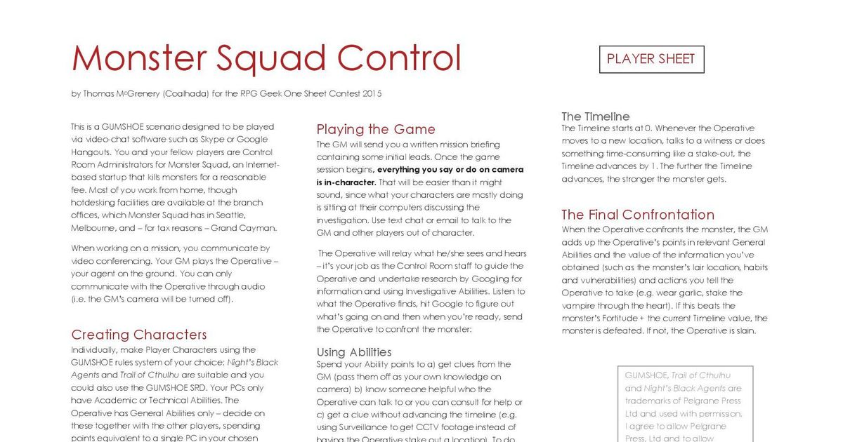 Monster Squad Control | RPG Item | BoardGameGeek