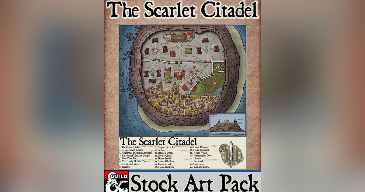The Scarlet Citadel Stock City Map | RPG Item | RPGGeek