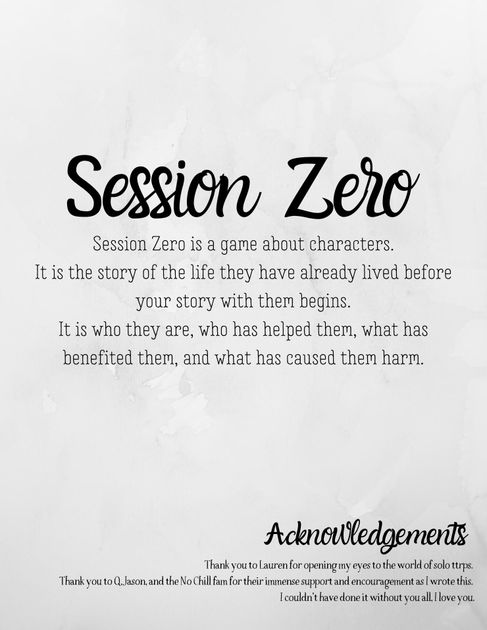 Session Zero | RPG Item | RPGGeek