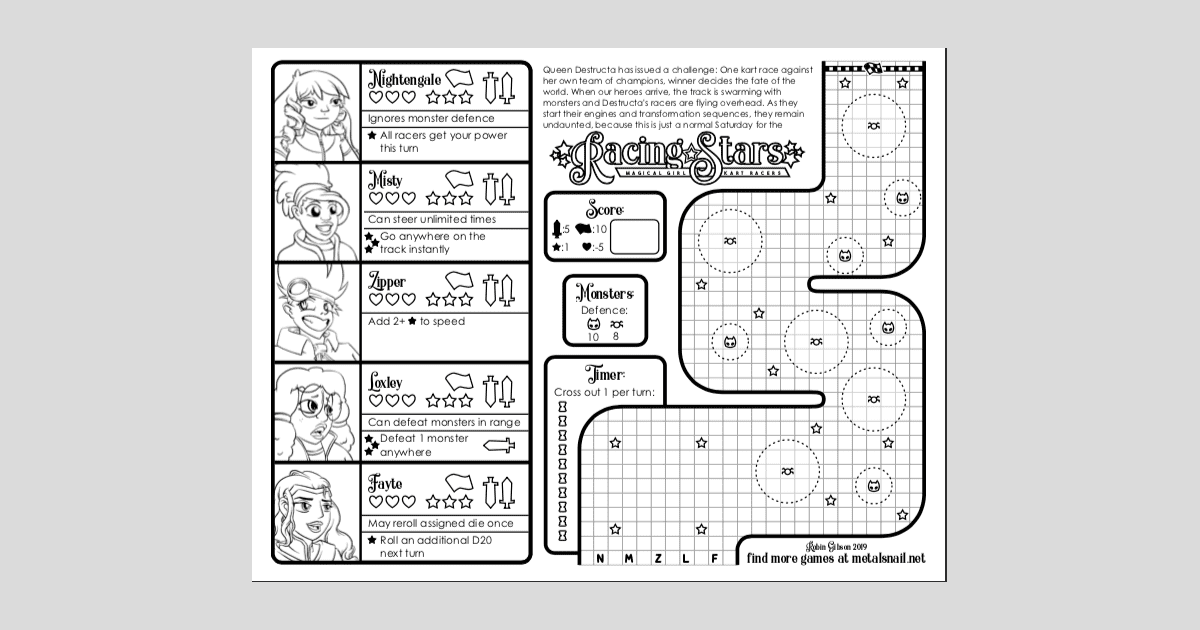 Print and Play: Racing Stars | Juegos Roll & Write