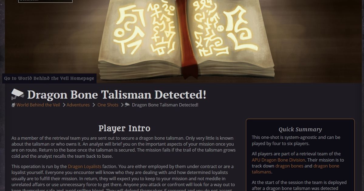 Dragon Bone Talisman Detected! | RPG Item | RPGGeek