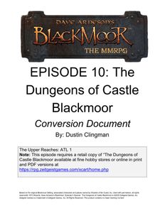 Episode 10: The Dungeons of Castle Blackmoor Conversion Document (1 of 3) | RPG Item | RPGGeek