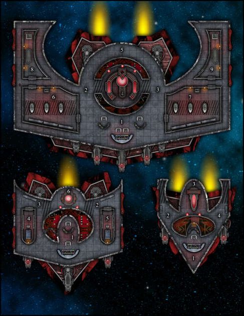 VTT Map Set 298: Starship Deckplan: Martian Red Wings | RPG Item | RPGGeek
