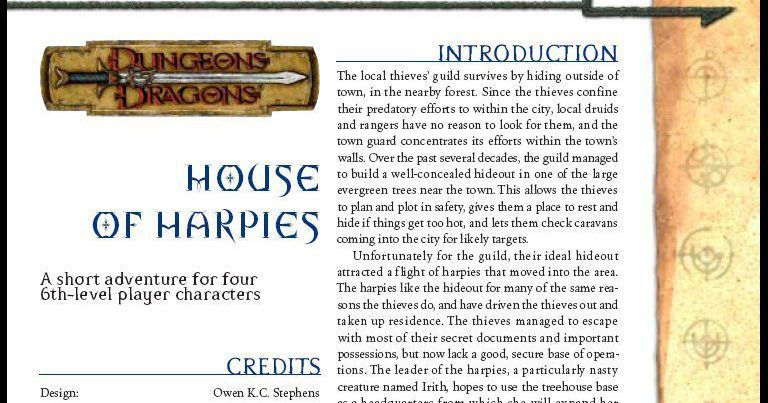 House of Harpies | RPG Item | RPGGeek