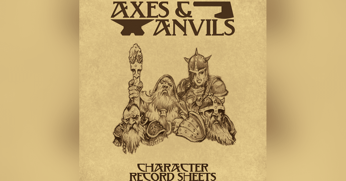 Axes & Anvils Character Record Sheet | RPG Item | BoardGameGeek