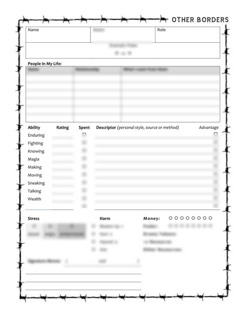 Other Borders Character Sheet | RPG Item | RPGGeek