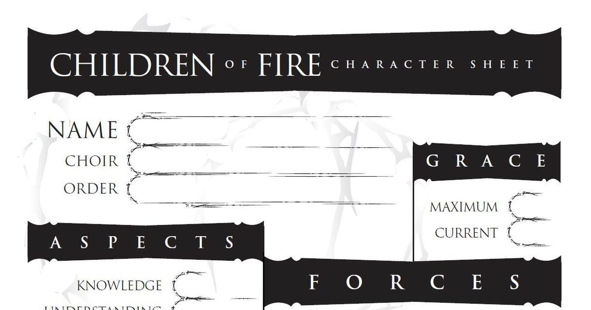 COF: Character Sheet | RPG Item | RPGGeek