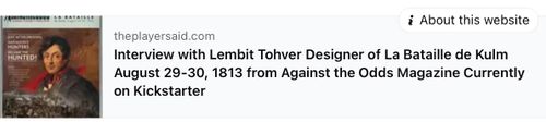 BLOG INTERVIEW WITH LEMBIT | La Bataille de Kulm