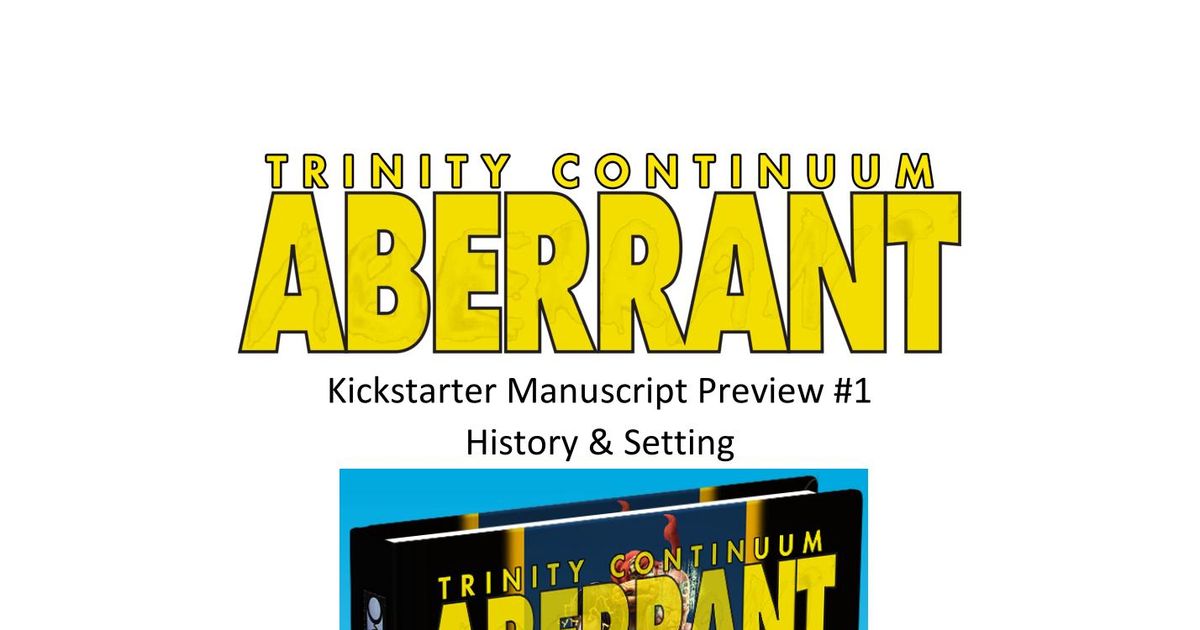 Trinity Continuum: Aberrant Previews | RPG Item | RPGGeek