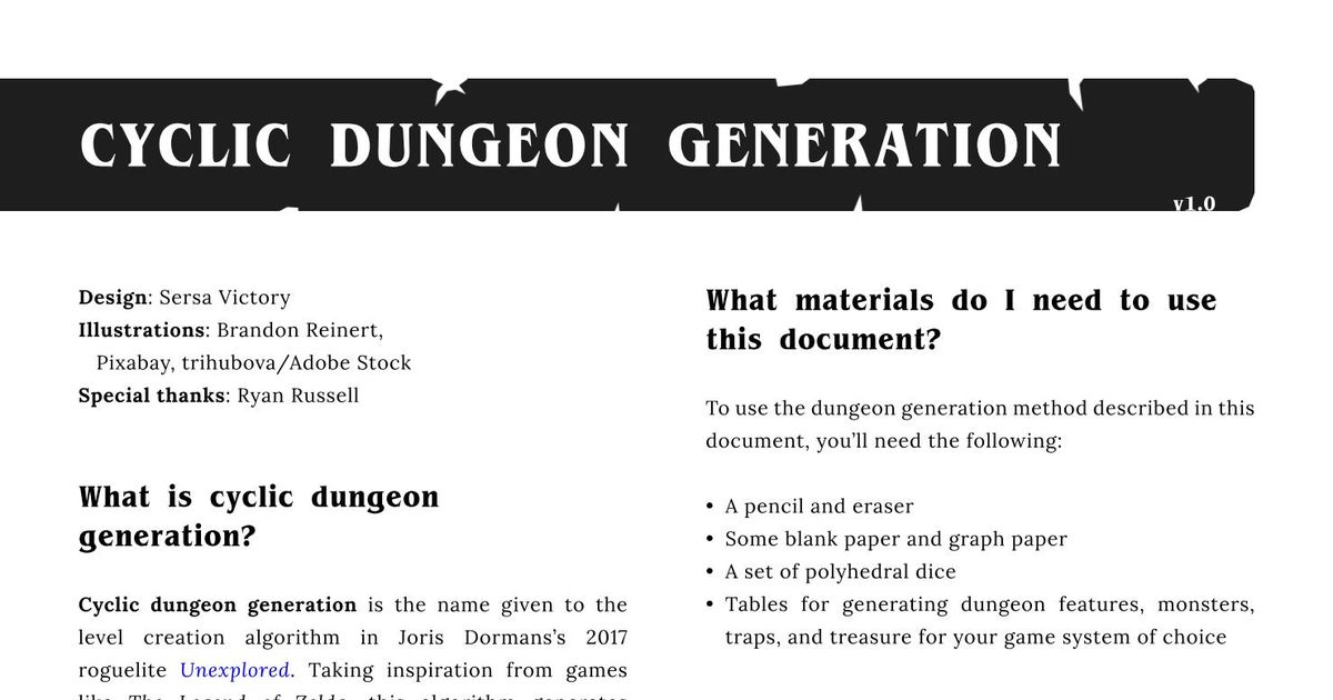 Cyclic Dungeon Generation | RPG Item | RPGGeek