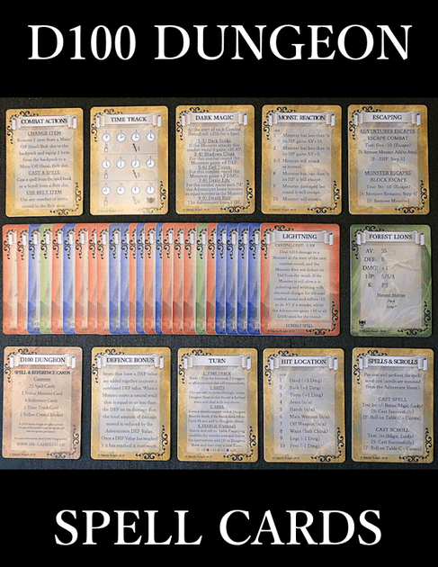 D100 Dungeon: Spell Cards | Board Game Accessory | BoardGameGeek