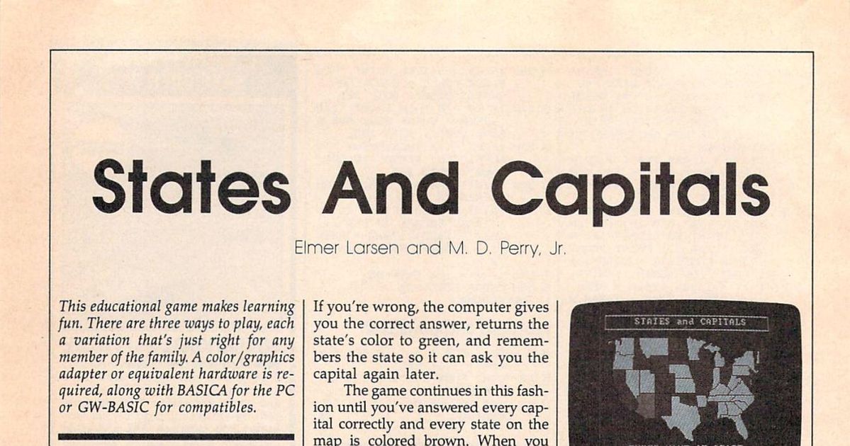 States and Capitals | Video Game | VideoGameGeek