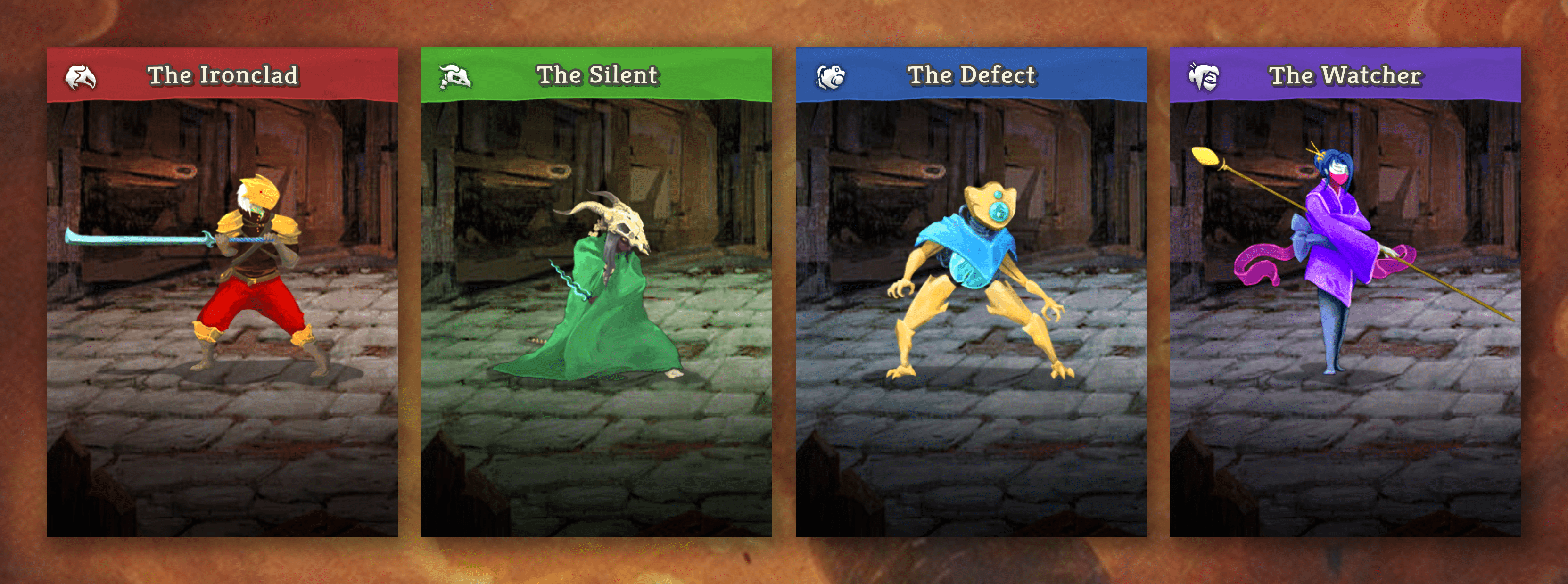 Character cards (to face the enemy cards) | Slay the Spire: The Board Game