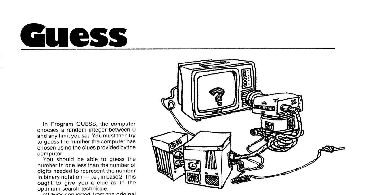 Guess (1978) | Video Game | VideoGameGeek