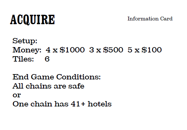 acquire information card