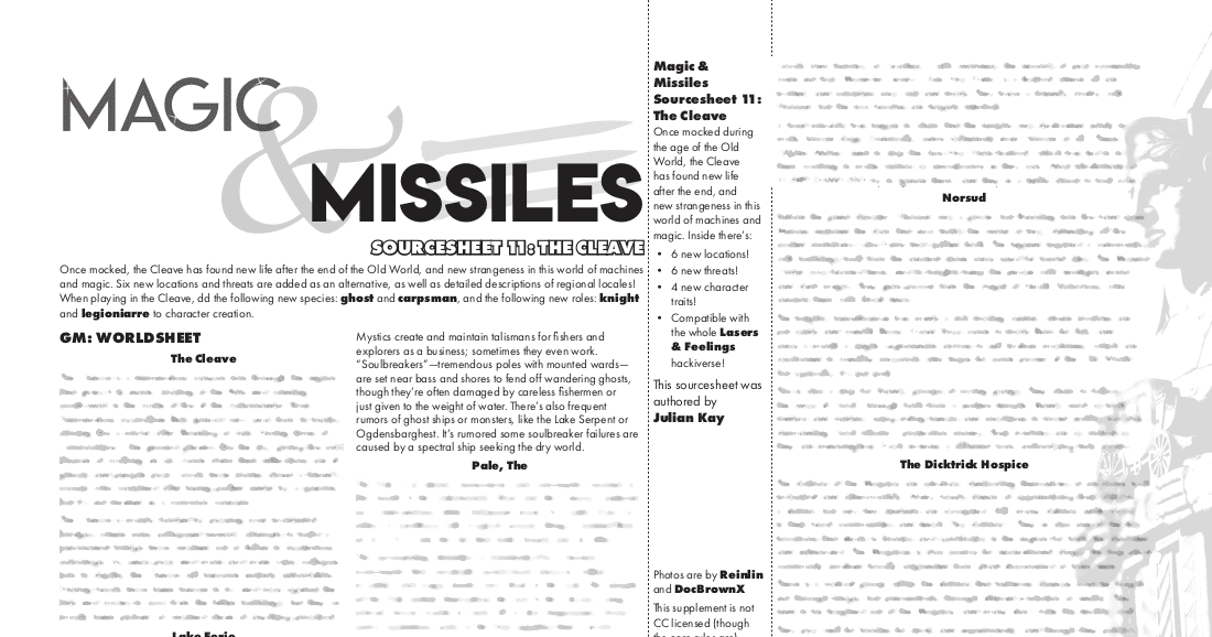 Magic & Missiles: Sourcesheet 11 – The Cleave | RPG Item | RPGGeek