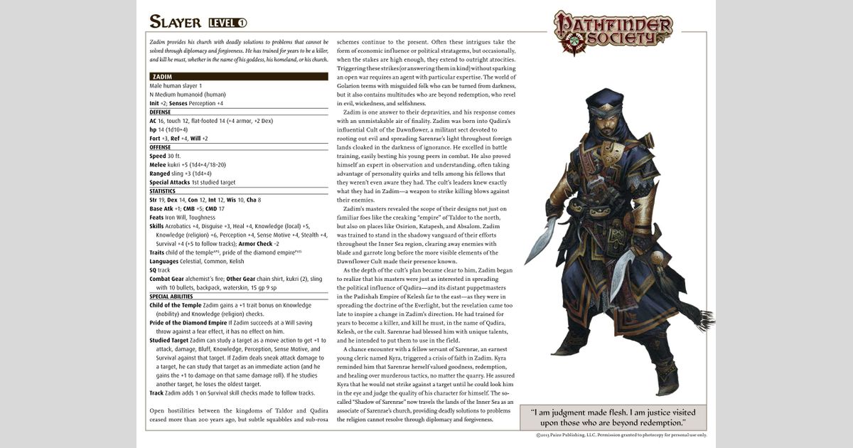 Advanced Class Guide: Slayer | RPG Item | RPGGeek