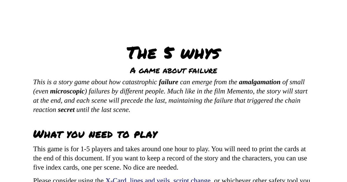 The 5 Whys | RPG Item | BoardGameGeek