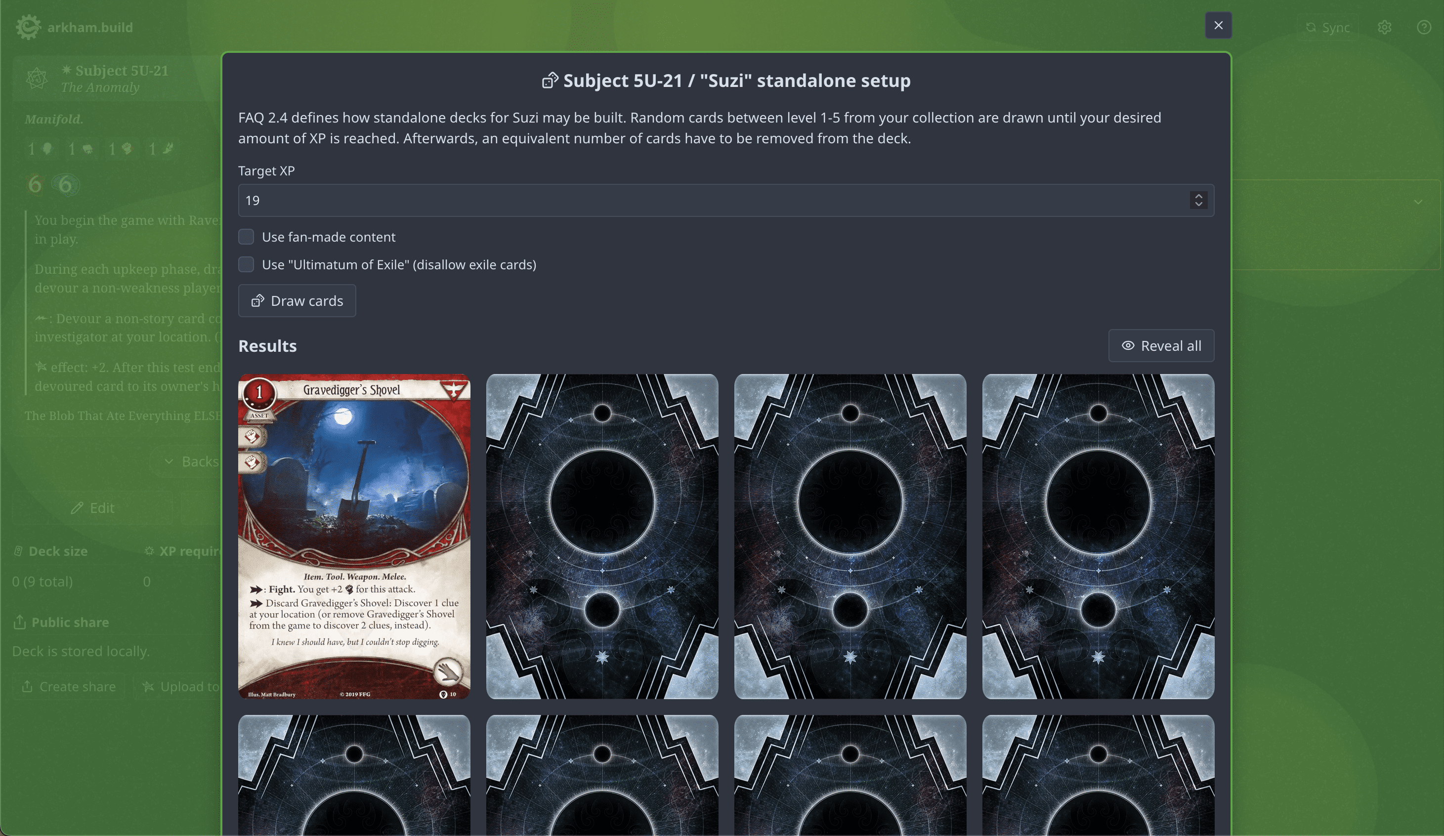 arkham.build: a web deck builder | Arkham Horror: The Card Game