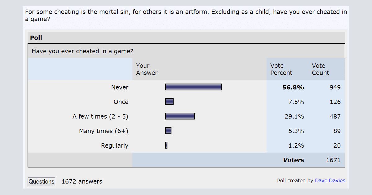 More on the Psychology of Cheating | Psychology of Board Games | RPGGeek