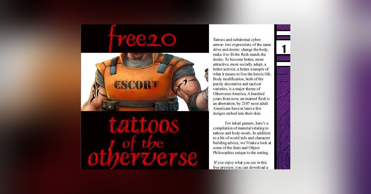 Free20: Tattoos of the Otherverse | RPG Item | RPGGeek