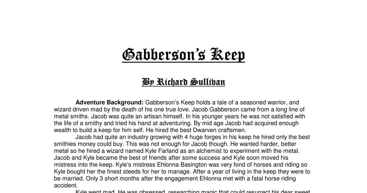 Gabberson's Keep | RPG Item | BoardGameGeek