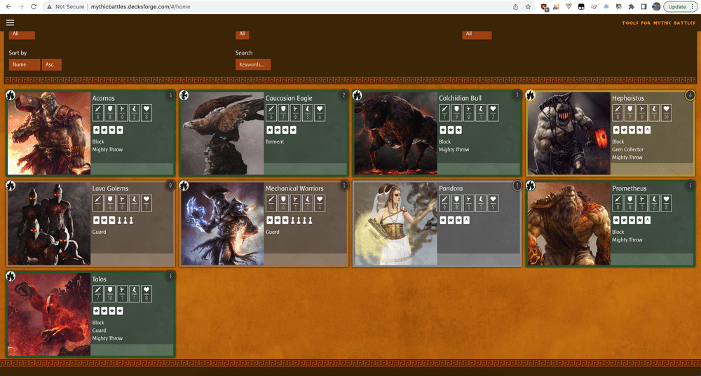 Dashboard cards | Mythic Battles: Pantheon