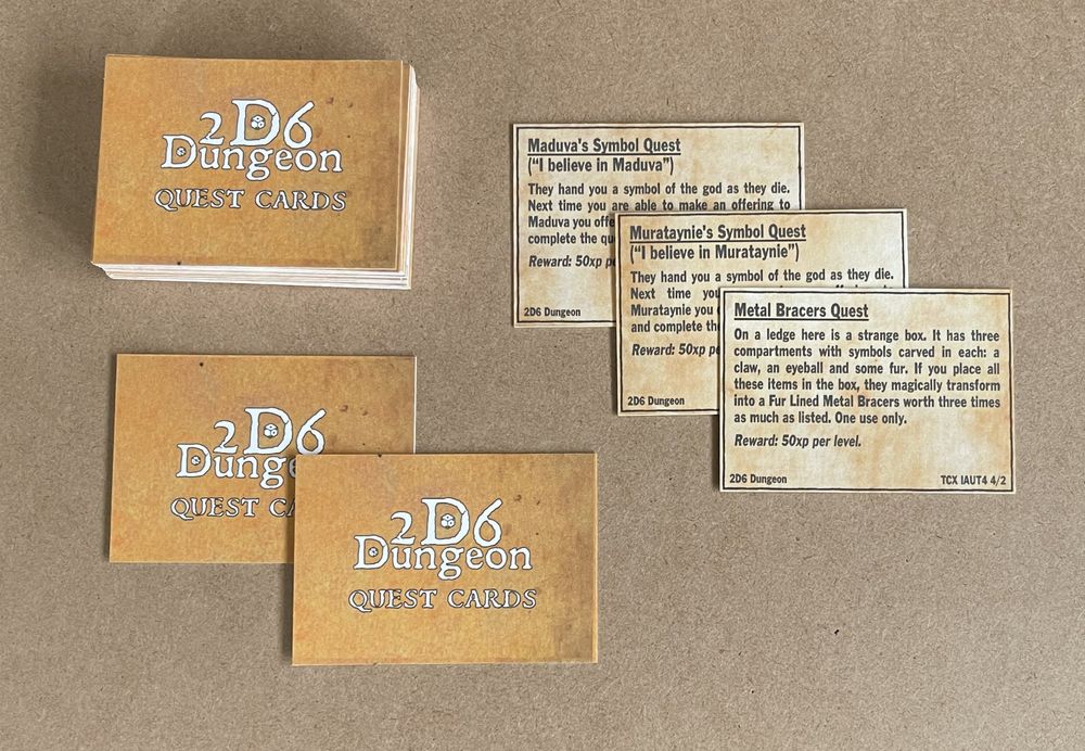2D6 Dungeon Quest Cards | 2D6 Dungeon: A Dungeon Crawler