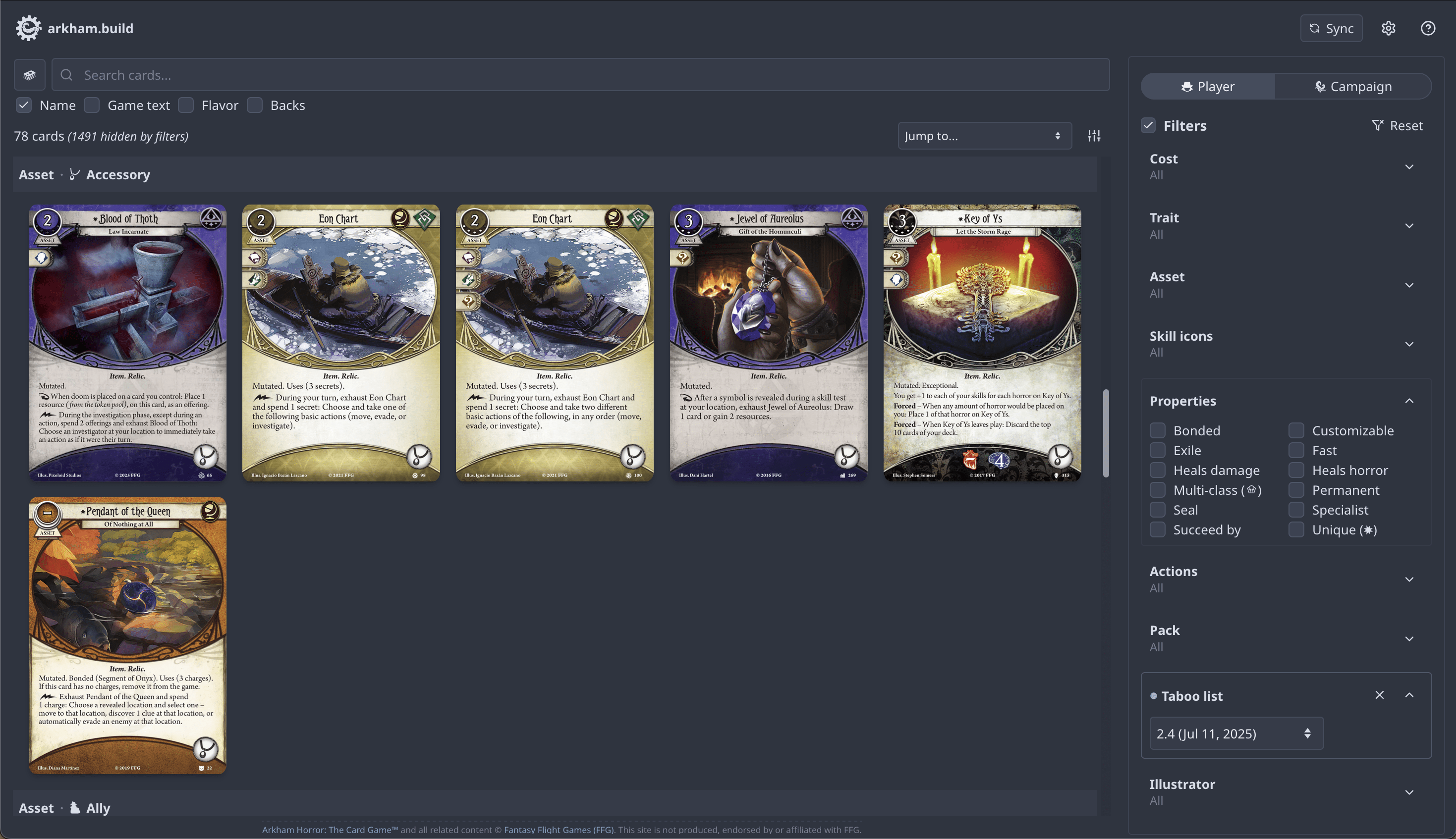 arkham.build: a web deck builder | Arkham Horror: The Card Game