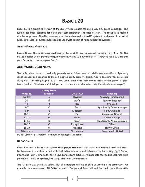 Basic d20 | RPG Item | RPGGeek