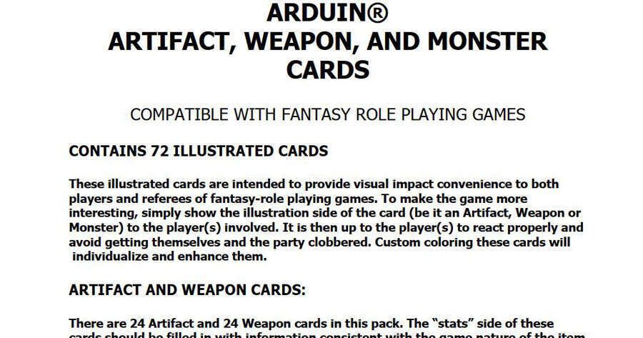The Arduin Fantasy Card Collection | RPG Item | RPGGeek