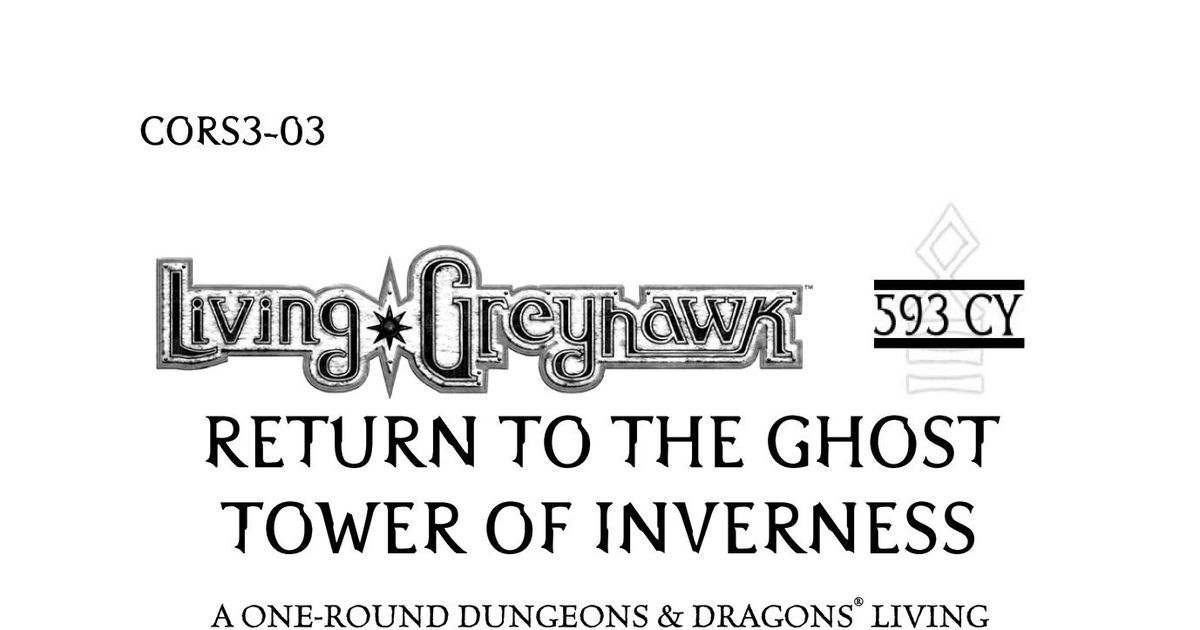 CORS3-03: Return to the Ghost Tower of Inverness | RPG Item | RPGGeek