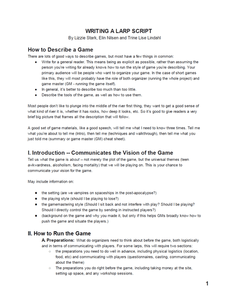Writing a Larp Script | RPG Item | RPGGeek
