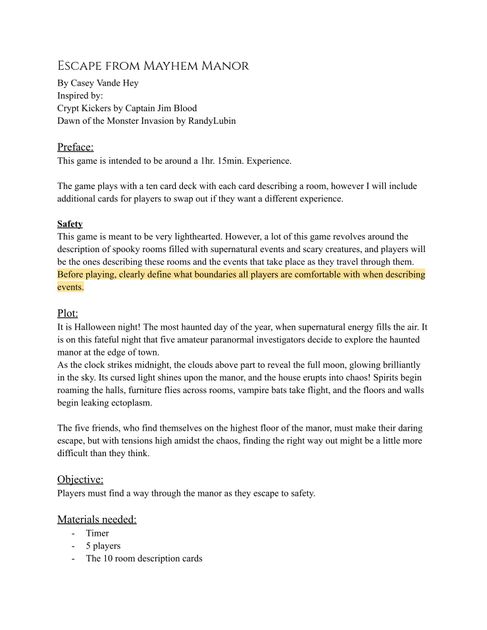 Escape from Mayhem Manor | RPG Item | RPGGeek