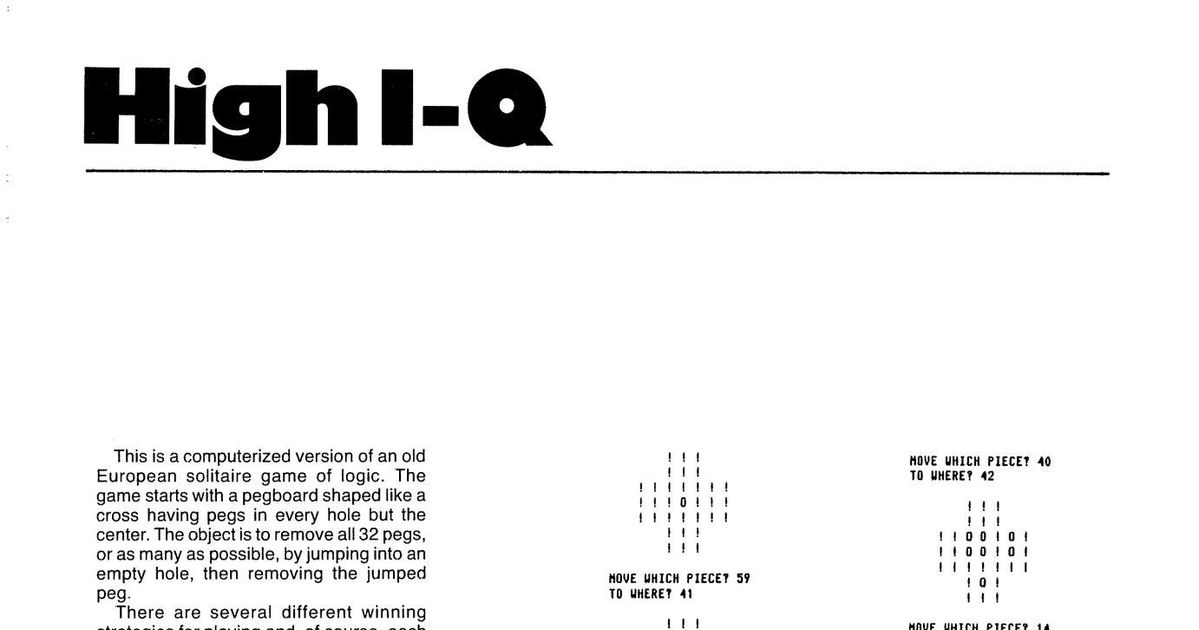 Hi-Q | Video Game | VideoGameGeek