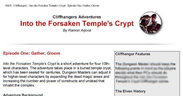 Into the Forsaken Temple's Crypt | RPG Item | RPGGeek