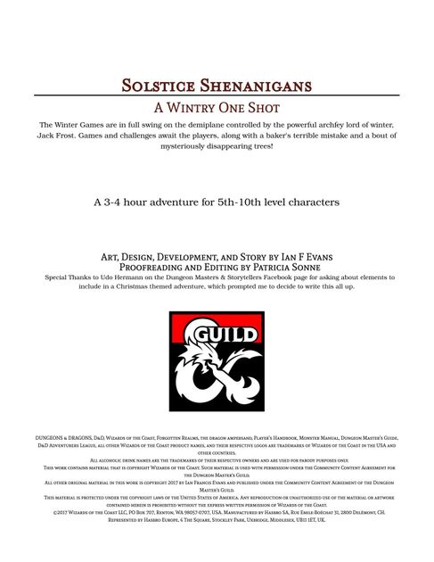 Solstice Shenanigans: A Wintry One Shot | RPG Item | RPGGeek