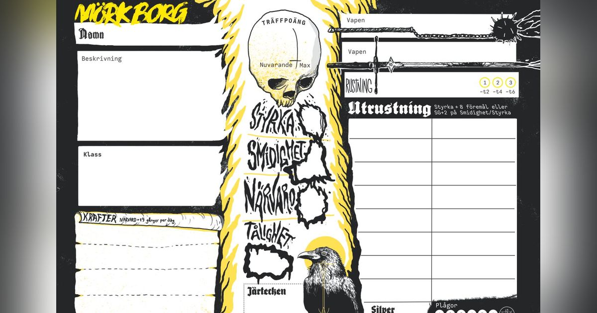 Mörk Borg Character Sheet | RPG Item | RPGGeek