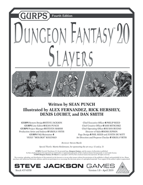 GURPS Dungeon Fantasy 20: Slayers | RPG Item | RPGGeek