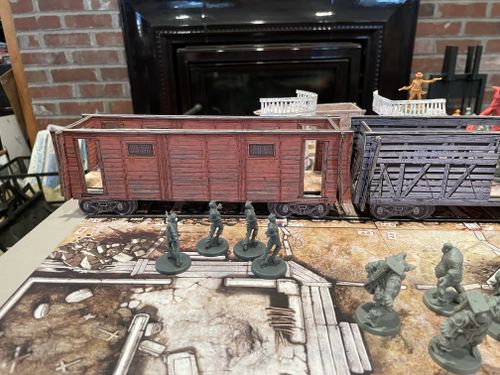 Papercraft (board) Train Engine, Box cars, Wagon, & Balconies (Multiple ...