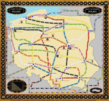 Map, cards and rules | Poland (fan expansion for Ticket to Ride)