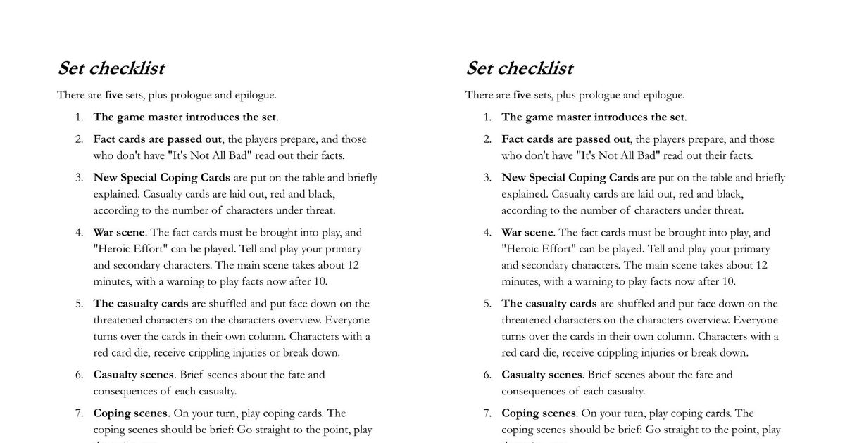 Dulce et Decorum: Set Checklist | RPG Item | RPGGeek