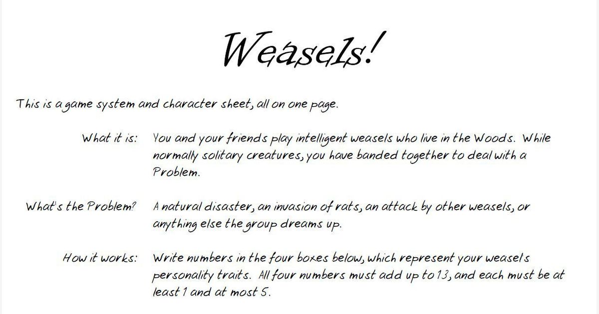 Weasels | RPG Item | RPGGeek