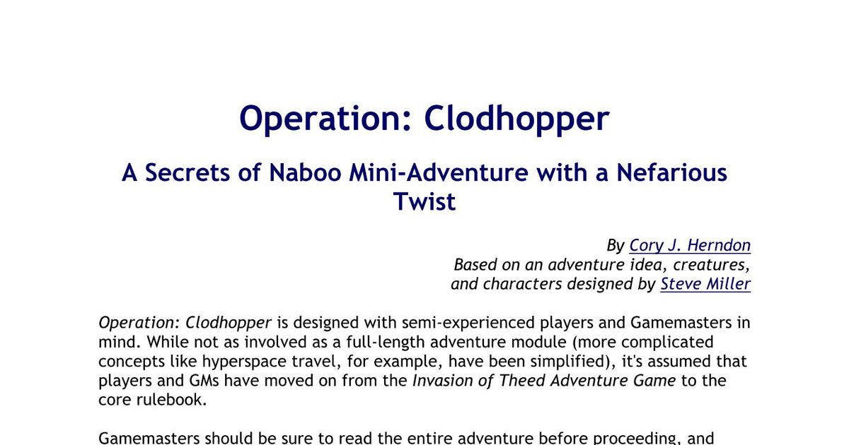 Operation: Clodhopper | RPG Item | RPGGeek