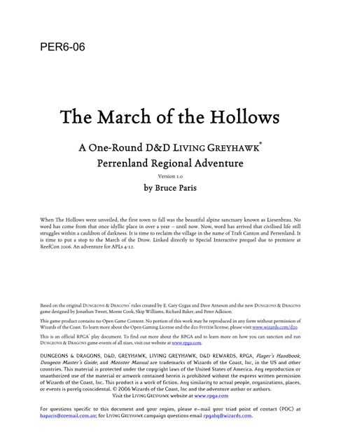 PER6-06: The March of the Hollows | RPG Item | RPGGeek