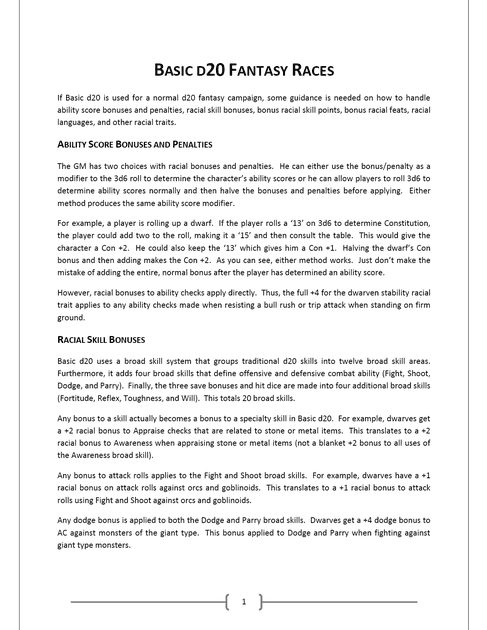 Basic d20 Fantasy Races | RPG Item | RPGGeek