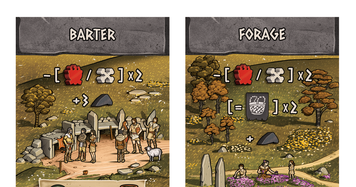 Skara Brae: KS Promo Action Tiles – Barter & Forage | Board Game ...
