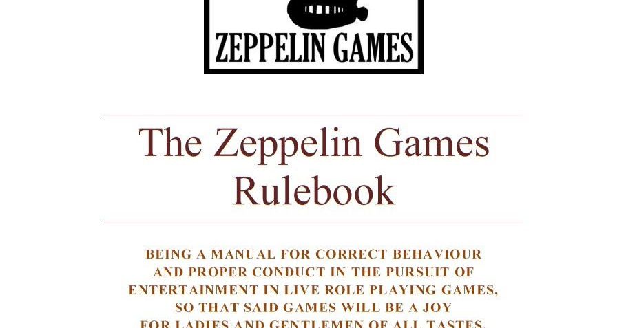 The Zeppelin Games Rulebook | RPG Item | RPGGeek