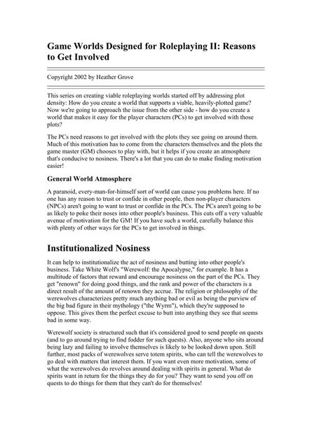 Game Worlds Designed for Roleplaying 2: Reasons to Get Involved | RPG ...