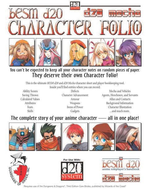 BESM d20 Character Folio | RPG Item | RPGGeek